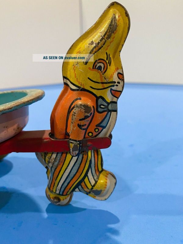 Vintage 1940 ' S WYANDOTTE TIN LITHO RABBIT PULLING HAPPY EASTER WAGON ...