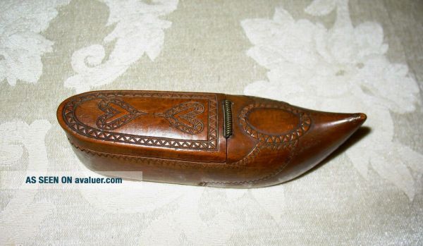 Late 1700 ' S To Early 1800 ' S Hand Carved Wooden Snuff Box In Shoe ...