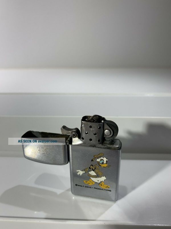 1979 Slim Zippo Lighter With Walt Disney Productions Donald Duck Use ...