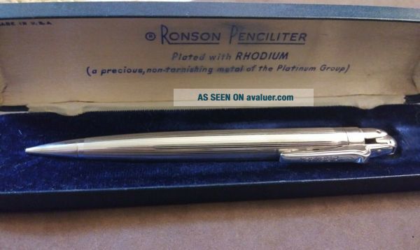 Vintage Ronson Penciliter Rhodium Plated Cigarette Lighter Mechanical ...