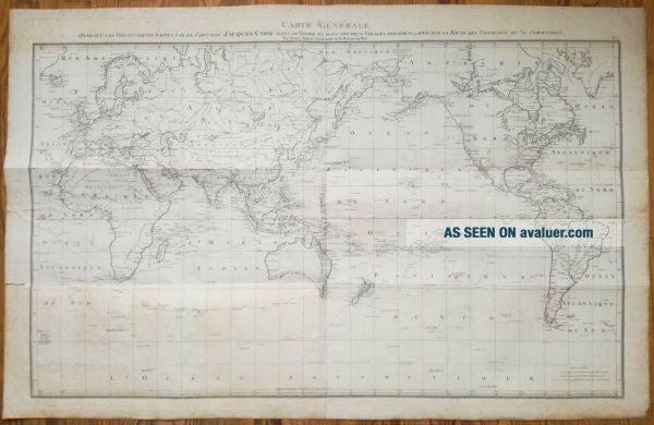 J. Cook Print 1st Edition Huge Map Of The World 1785 | #27316065