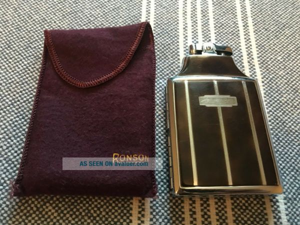 Vintage Ronson Cigarette Lighter And Case Combo With Fabric Sleeve ...