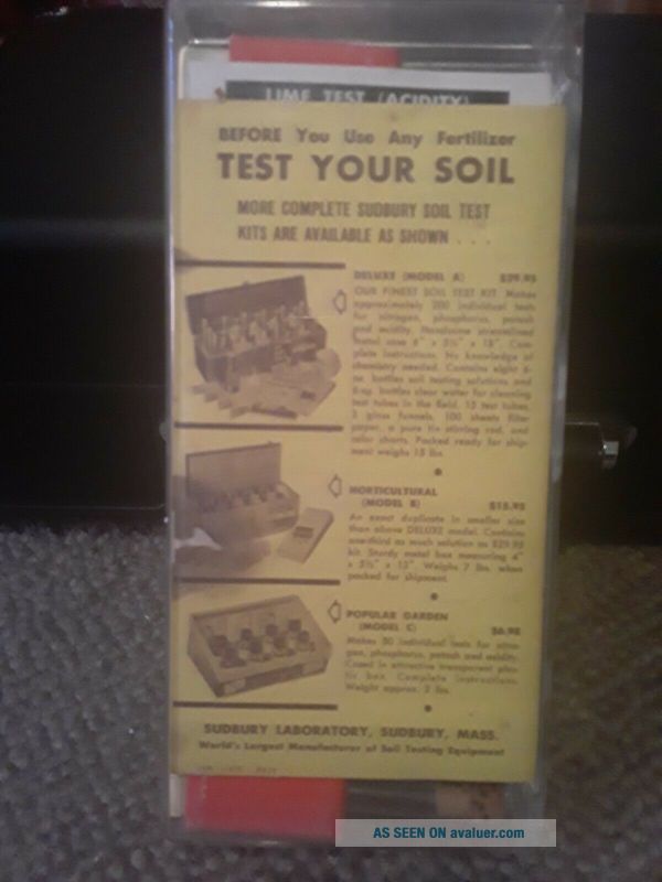 Vintage Sudbury Soil Improvement Kit Lawn Care Lime Nitrogen Test Tubes ...
