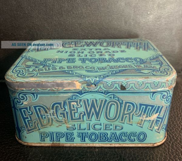 Vintage Edgeworth Pipe Tobacco Blue Tin Can Larus Richmond Virginia VA ...