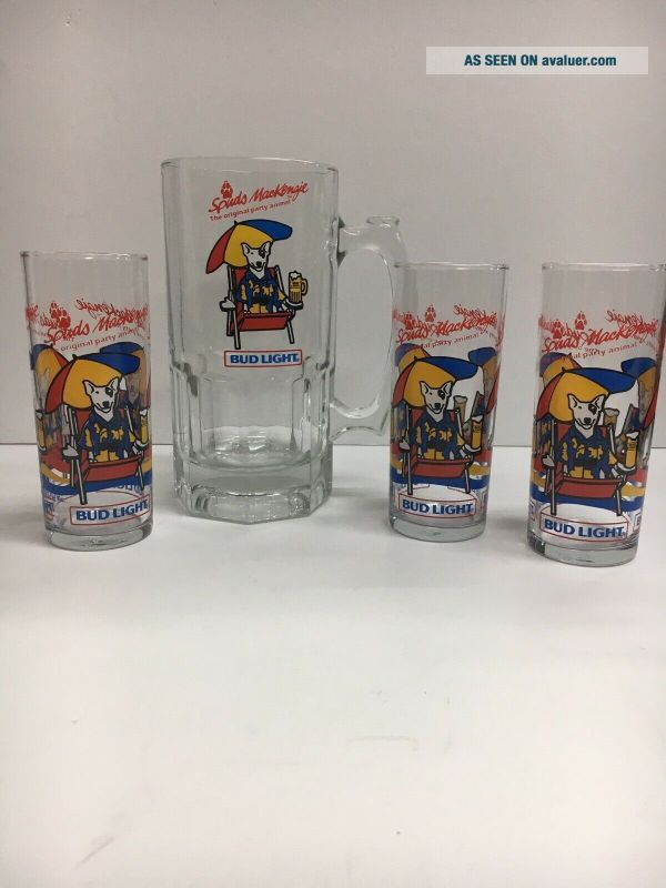 Spuds Mackenzie Bud Light Party Animal Vintage 1987 Glasses Beer Mug ...