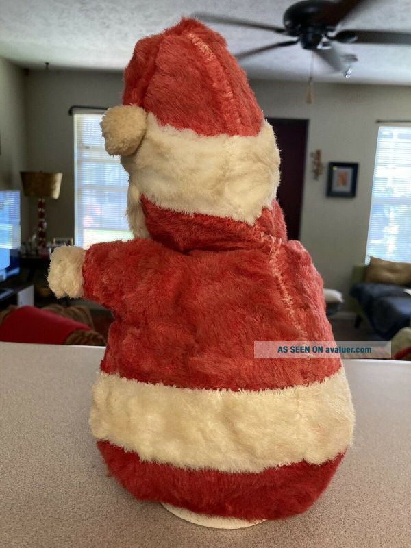 Vintage Stuffed Santa Clause Toy With Music Box & Plastic Face | #27549275