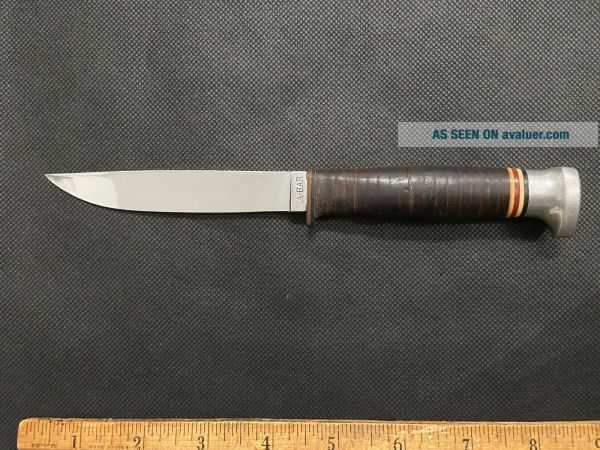 Vintage KA - BAR Kabar Stacked Leather Handle Fixed Blade Hunting ...
