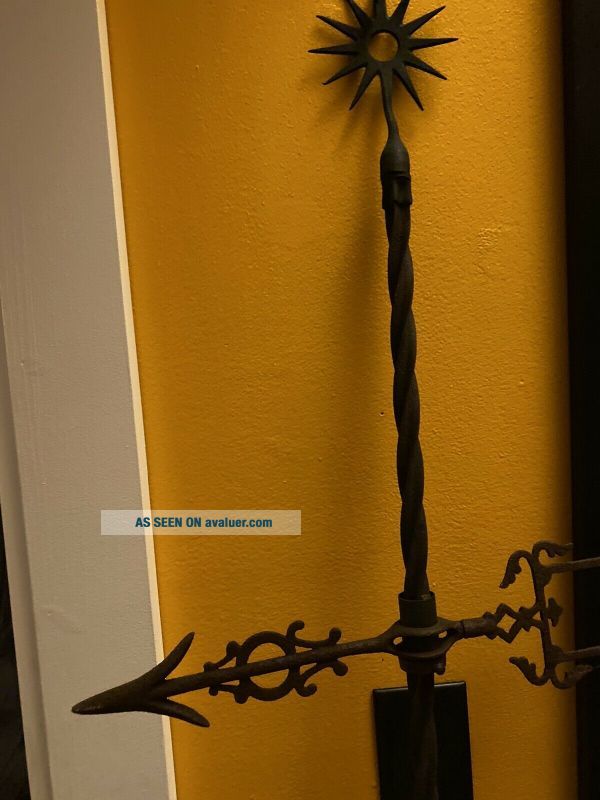 OLD FANCY HEAVY CAST IRON GLASS LIGHTNING ROD WEATHERVANE Sun | #27496161