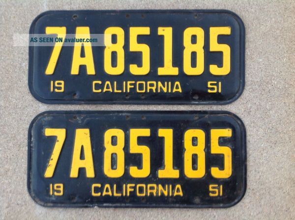 (2) - MATCHING PAIR 1951 CALIFORNIA LICENSE PLATES | #27585146