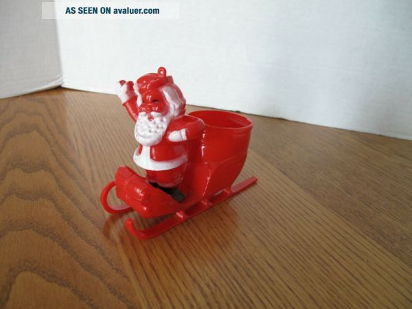 Vintage Santa Claus On Sleigh Candy Container Hard Plastic Christmas ...