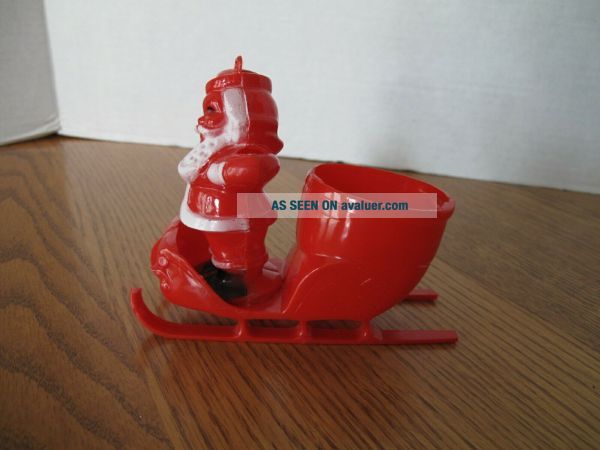 Vintage Santa Claus On Sleigh Candy Container Hard Plastic Christmas ...