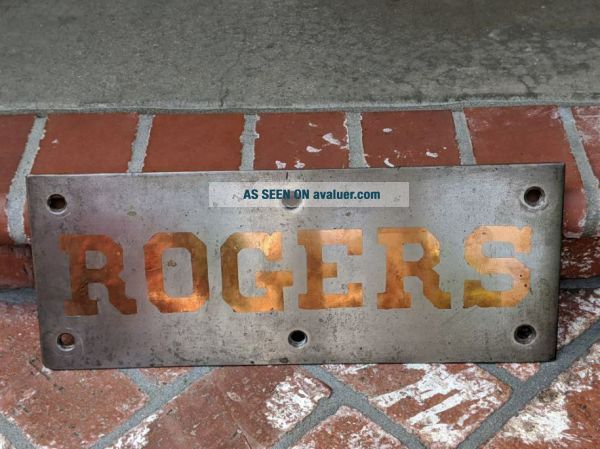ROGERS LOCOMOTIVE STEAM ENGINE RAILROAD STEAM CHEST BUILDER NAME PLATE ...
