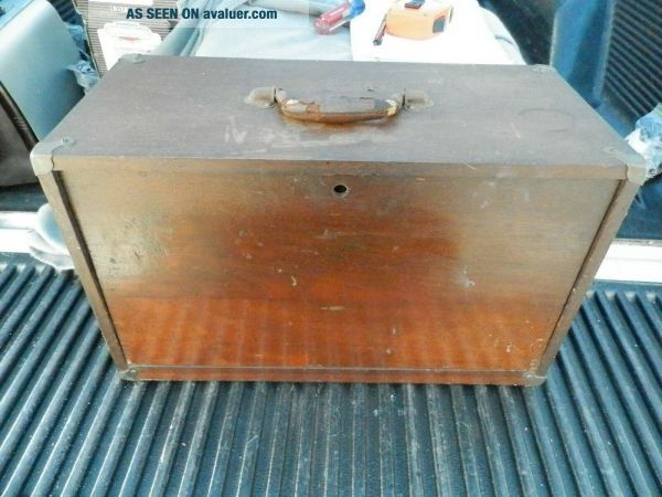 Antique/Vintage Wood 7 Drawer Machinist Tool Box Estate Find | #27579629