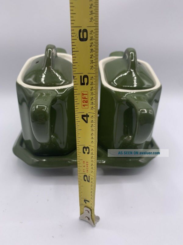 Vintage HALL Tea For Two Green Teapots And Tray | #27695639