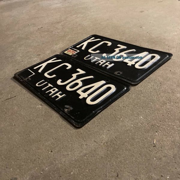 1968 Utah License Plate Pair KC 3640 YOM DMV Clear Ford Chevy Pontiac ...