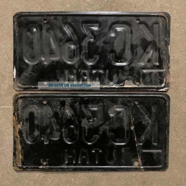 1968 Utah License Plate Pair KC 3640 YOM DMV Clear Ford Chevy Pontiac ...