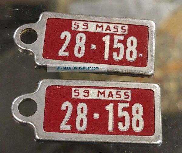 Vintage 1959 MA Disabled American Veterans DAV Mini License Plate KEY ...