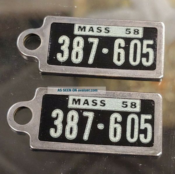 Vintage 1958 MA Disabled American Veterans DAV Mini License Plate KEY ...