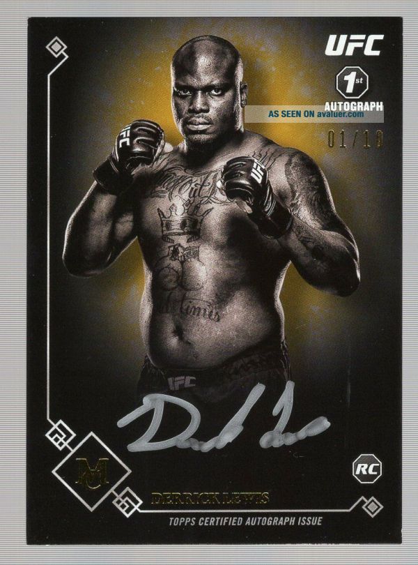DERRICK LEWIS 2017 TOPPS UFC MUSEUM GOLD WITH SILVER INK 1ST AUTO RC 01 ...