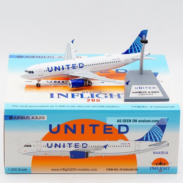INFLIGHT 1:200 UNITED Airlines Airbus A320 Diecast Aircarft Jet Model ...
