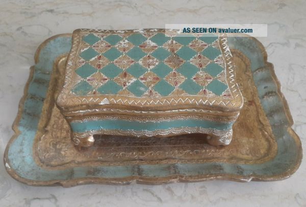Vintage Wooden Box Collectible Trinket Jewelry Wood Box Footed Chest ...