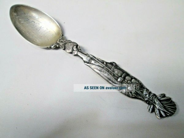 Vintage Catskills Native American Indian Sterling Silver Souvenir Spoon ...