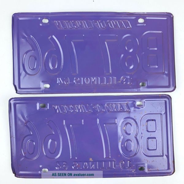 Illinois 1964 Truck License Plate Pair Vintage Pickup Set Classic Dodge ...