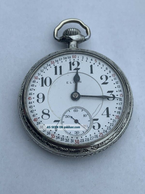21 Jewel Antique Elgin 16s Father Time Railroad Pocket Watch | #27697649