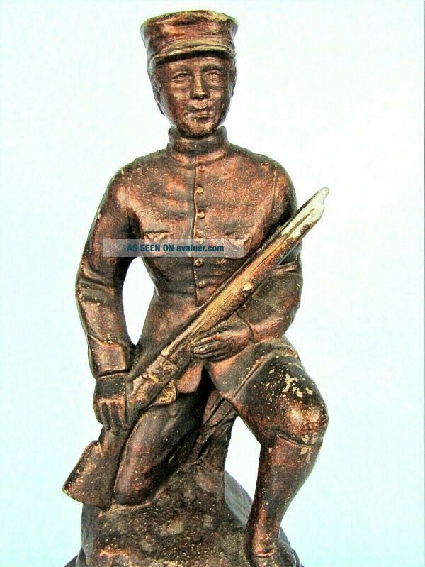 WORLD WAR I FRENCH SOLDIER TIREUR SPELTER CLOCK TOPPER STATUE A. RUCHO ...