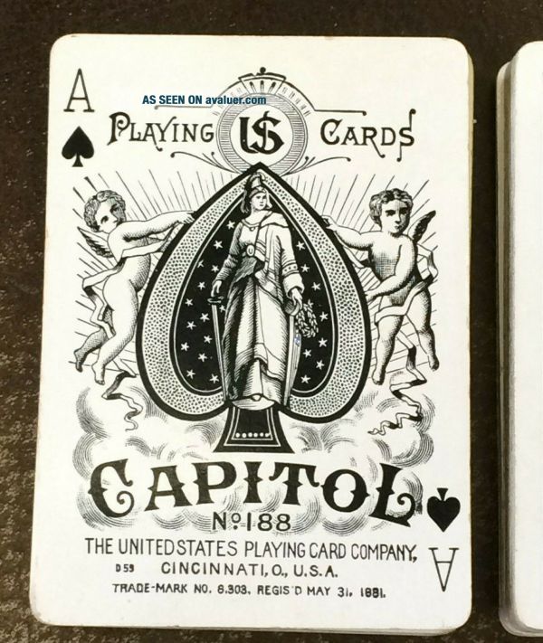 Antique C1895 Capitol Playing Cards, Panel Back Full Deck US Playing ...