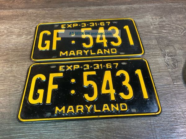 Vintage 1967 Maryland License Plates GF:5431 Car Truck Van Automobile ...