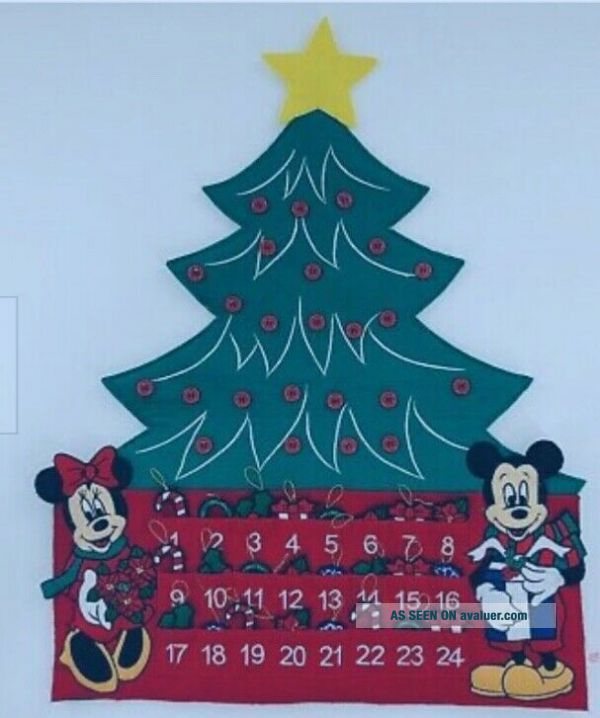 Disney Mickey Minnie Mouse Advent Calendar Christmas Tree Felt Vintage ...
