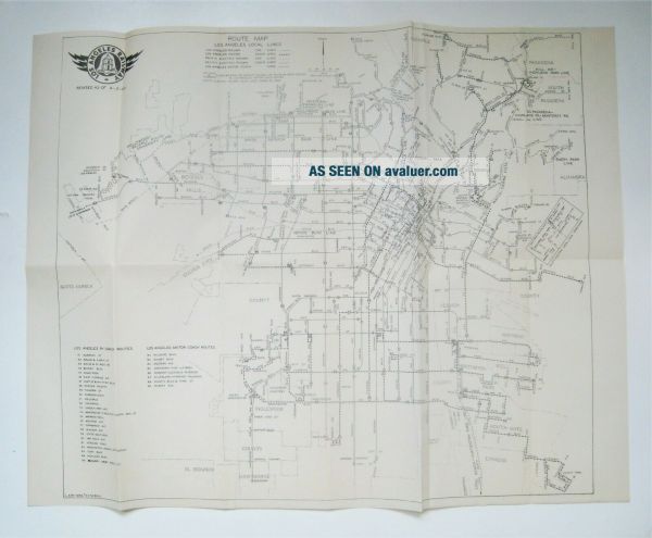 Vintage 1940 Los Angeles Railway System Map Santa Monica Beverly Hills ...