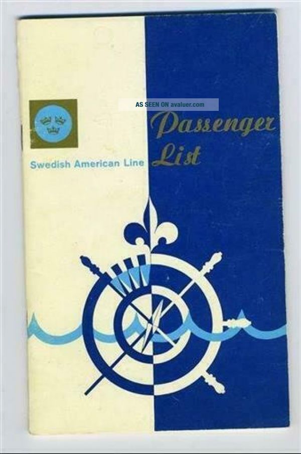 M S Kungsholm Cruise Around The World Passenger List Swedish American ...