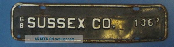 1968 Sussex County Virginia License Plate Attachment Topper | #27909742