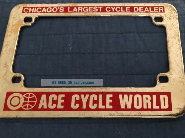 Vintage Motorcycle License Plate Frame “Ace Cycle World Chicago’s ...