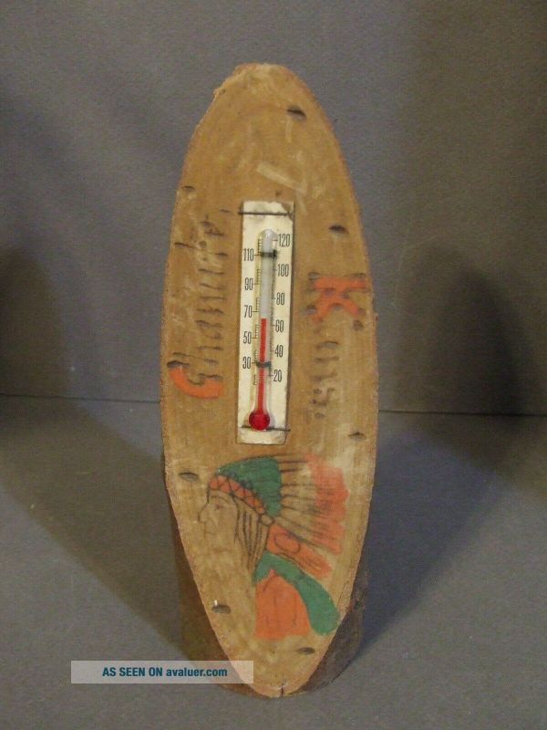 VINTAGE CHANUTE KANSAS NATIVE AMERICAN INDIAN CARVED WOOD SOUVENIR ...