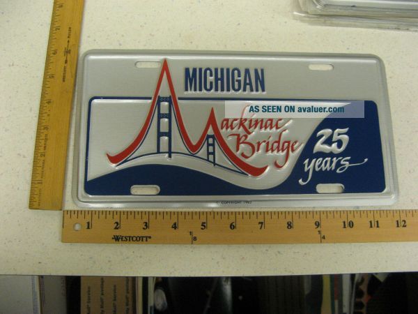1982 82 MICHIGAN MI BOOSTER LICENSE PLATE MACKINAC BRIDGE 25 YEAR ...