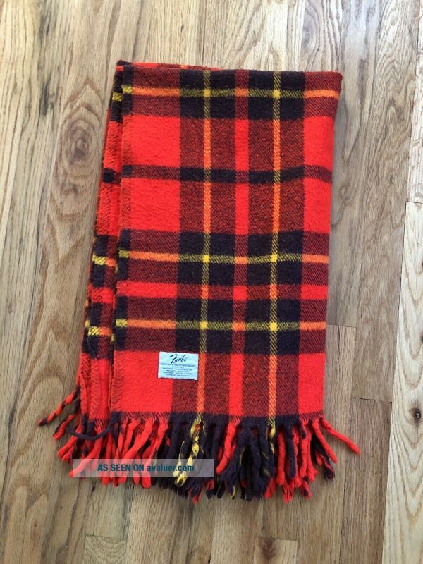 Vintage Faribo Red Plaid 100 Wool Tartan Plaid Throw Stadium Blanket ...