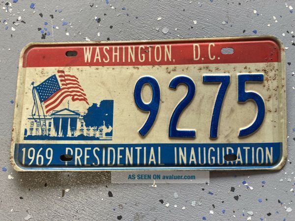 1969 Washington, D. C. Presidential Inauguration License Plate | #28015965