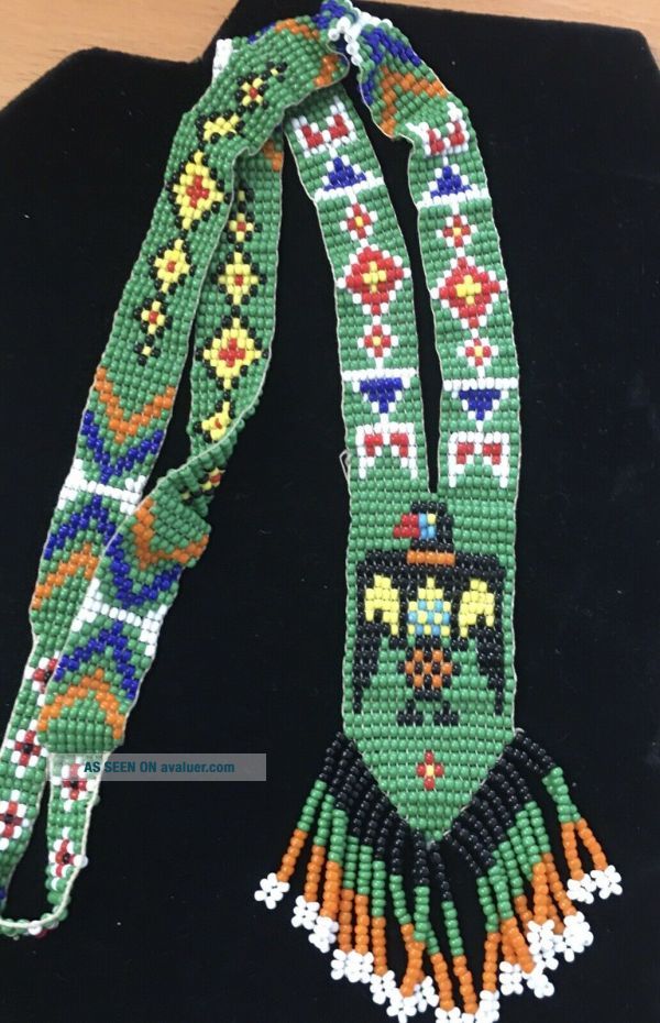 Vintage Native American Thunderbird Beaded Necklace | #28239772