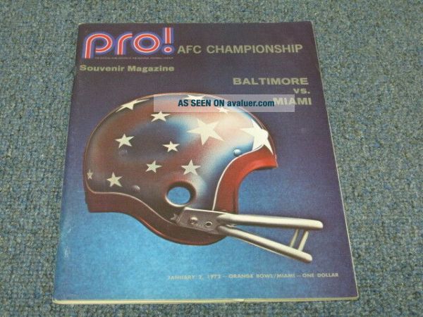 Jan 2, 1972 Baltimore Colts Vs Miami Dolphins AFC Championship Pro ...