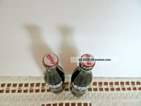 Vintage COCA COLA MINI 3 1/8” Glass Bottle Metal Lid With Actual Coke ...