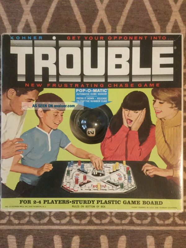 Vintage TROUBLE Board Game By Kohner Bros 1965 Complete | #28288572