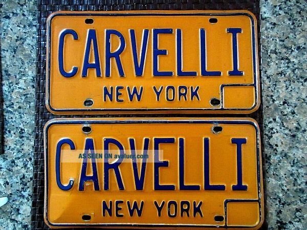 York State Vanity License Plate Pair CARVELLI From 1980s | #28099913
