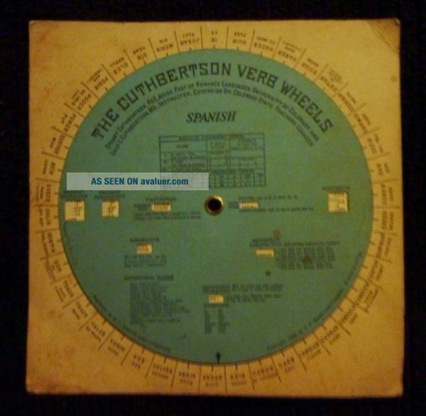The Cuthbertson Verb Wheels SPANISH Vintage 1933 Language Reference ...