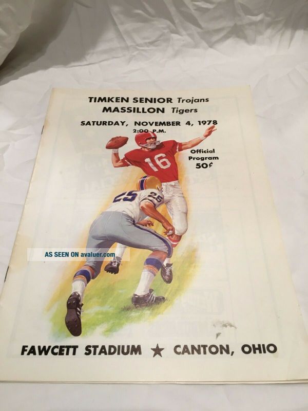 1978 High School Football Program TIMKEN SENIOR TROJANS Vs MASSILLON ...