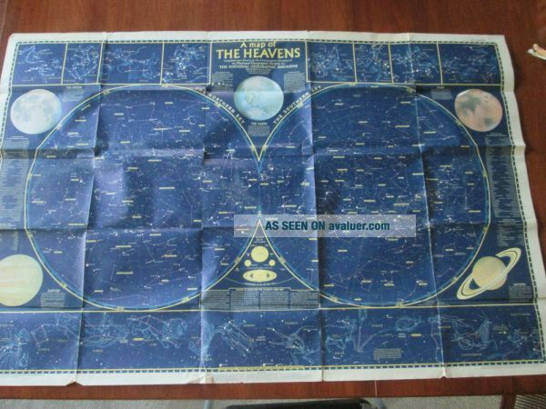 VINTAGE MAP OF THE HEAVENS NATIONAL GEOGRAPHIC DECEMBER 1957 | #28265652