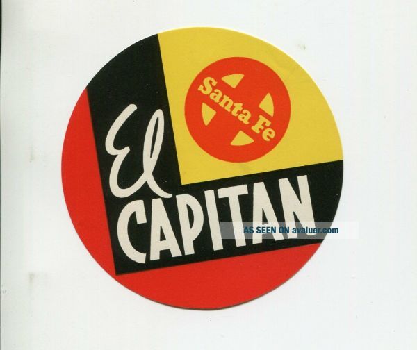 Vintage Advertising Label SANTA FE RAILROAD EL CAPITAN Train | #28154890
