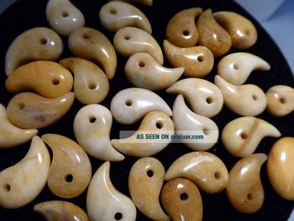 Magatama Yellow Camel Jasper Vintage Shinto Priest Stone Pendant Amulet ...